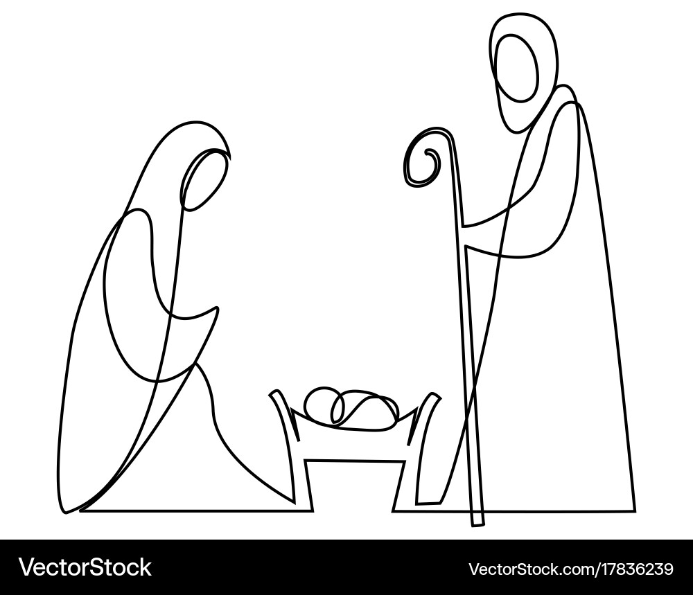 Nativity scene with holy family Royalty Free Vector Image