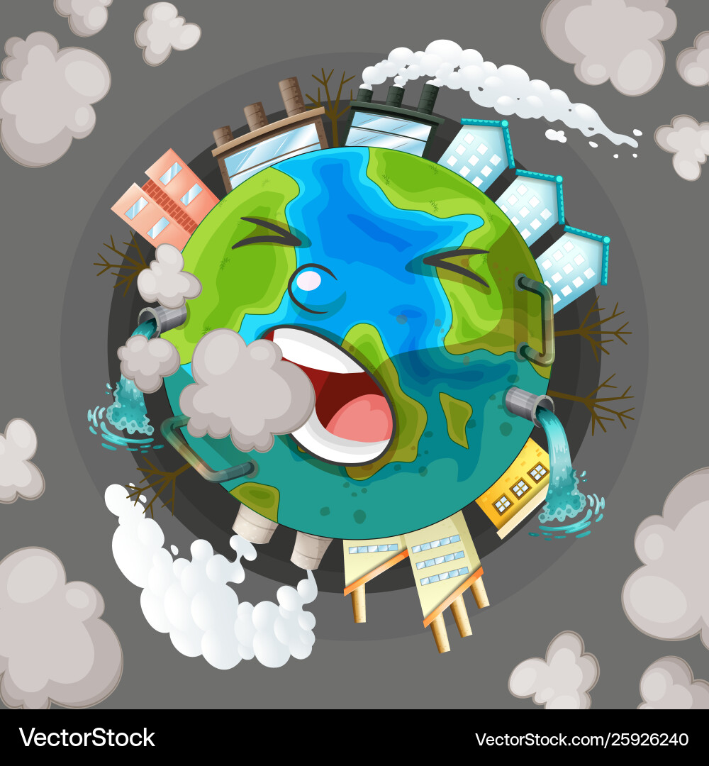 A polluted earth icon Royalty Free Vector Image