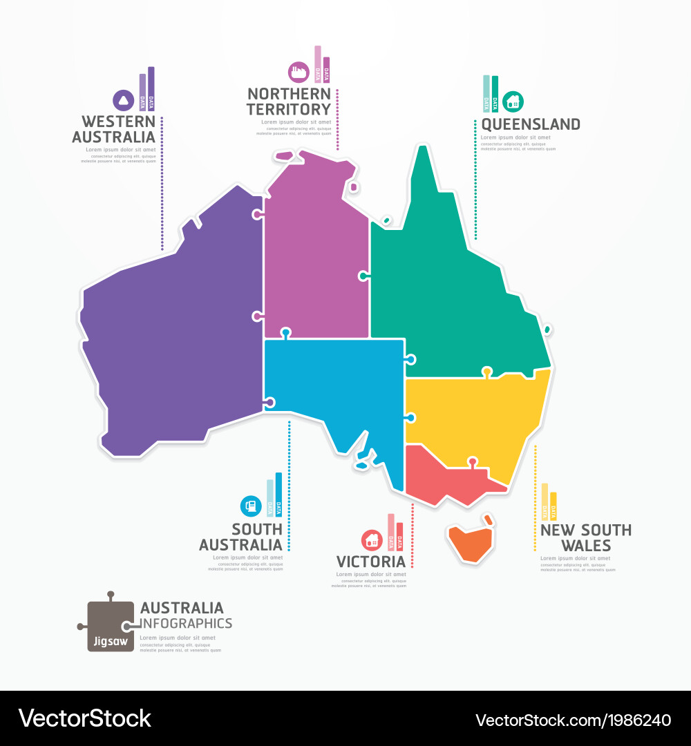 Australia Map Puzzle Infographic Royalty Free Vector Image