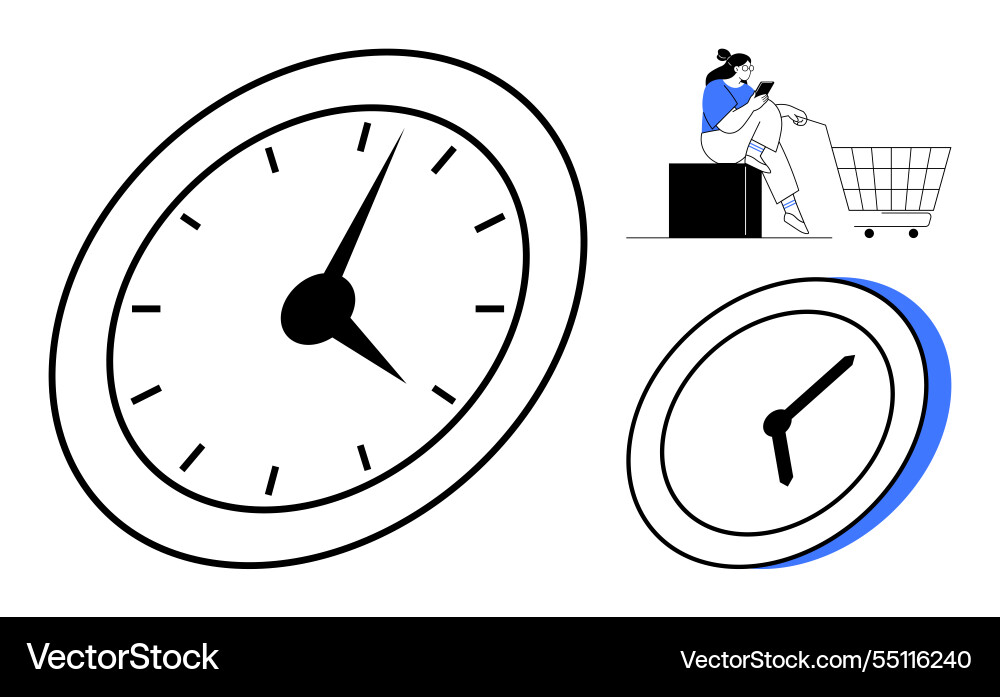 Balancing time management and online shopping Vector Image