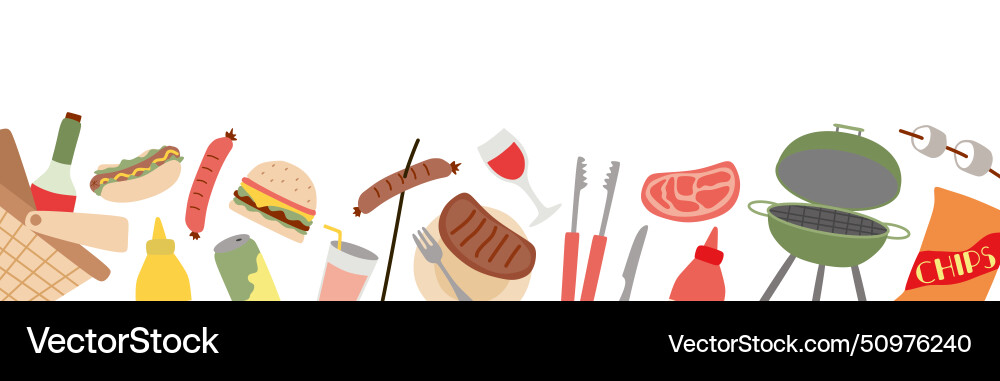 Banner with elements for barbecue party grill Vector Image