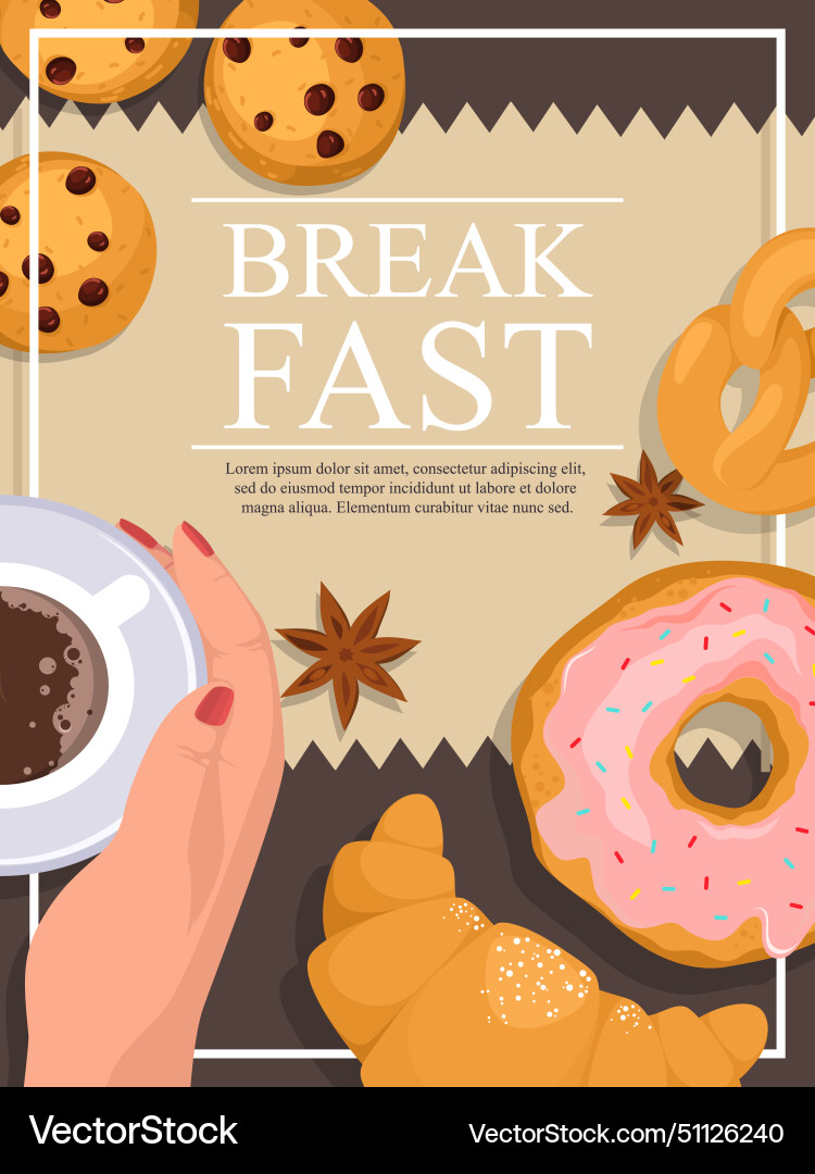 Break fast flyer poster or menu cover template Vector Image