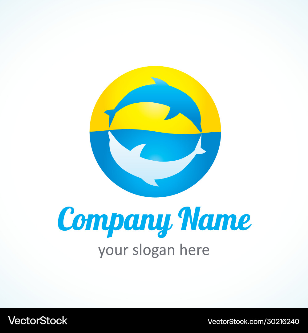 Dolphin sun logo Royalty Free Vector Image - VectorStock