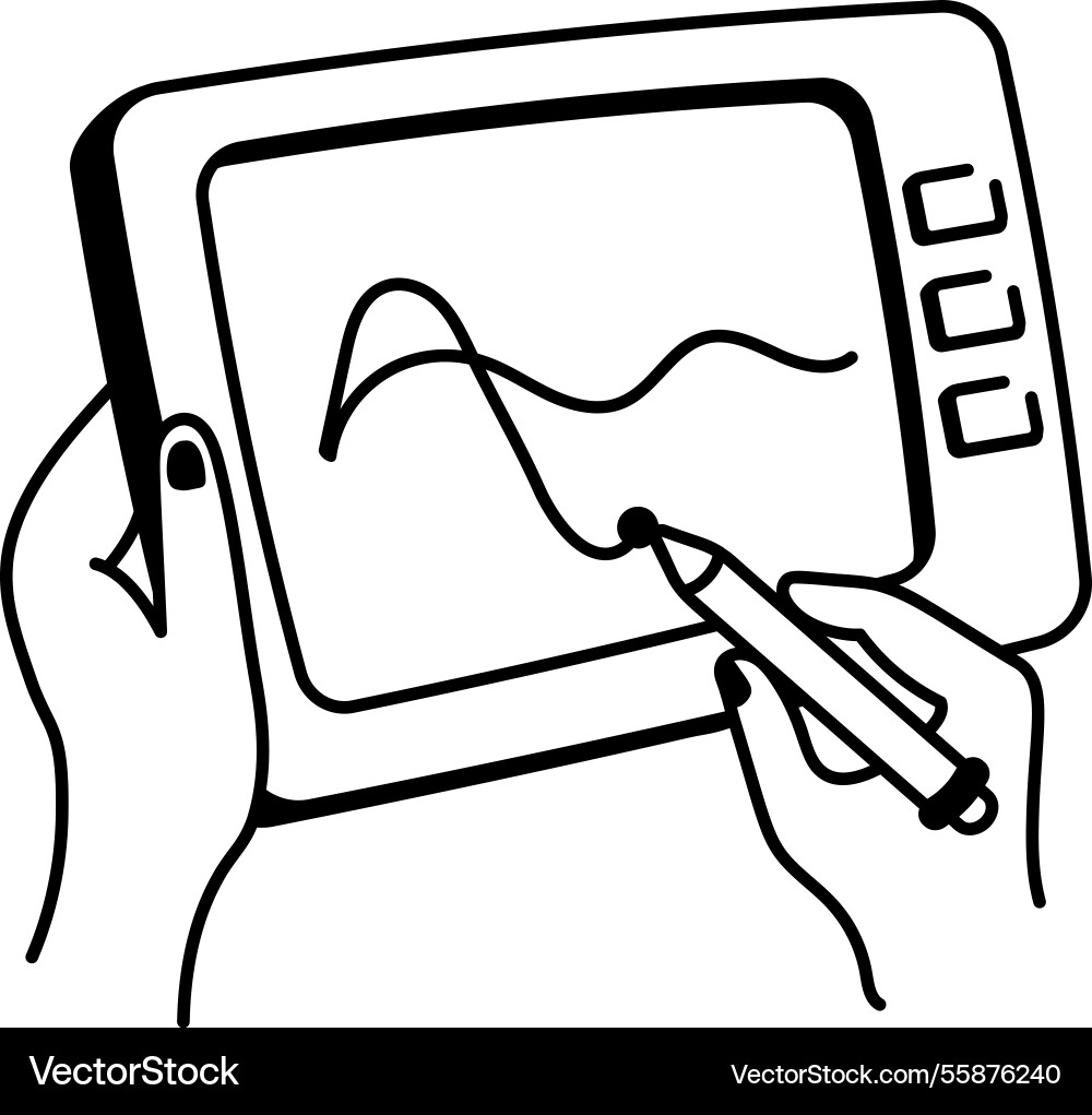 Drawing on digital tablet doodle style icon Vector Image