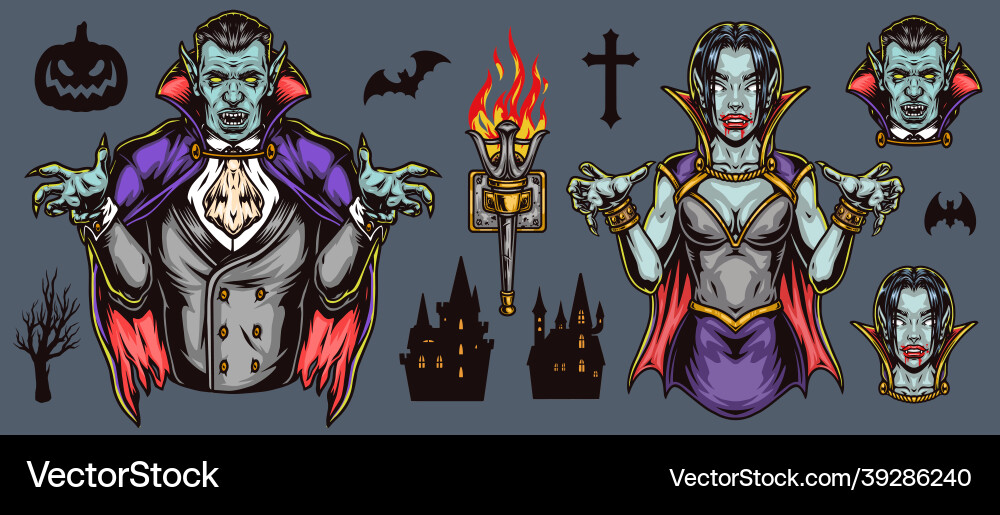 Halloween Vampire Icons Royalty Free Vector Image