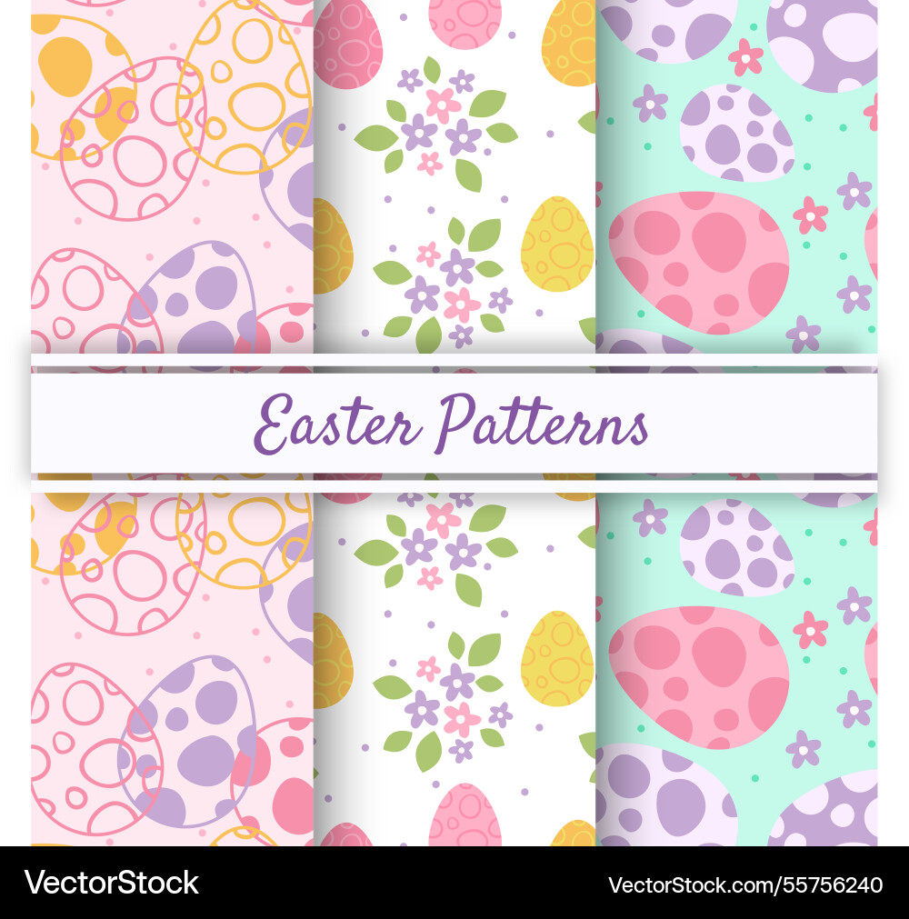 Hand drawn easter pattern set Royalty Free Vector Image