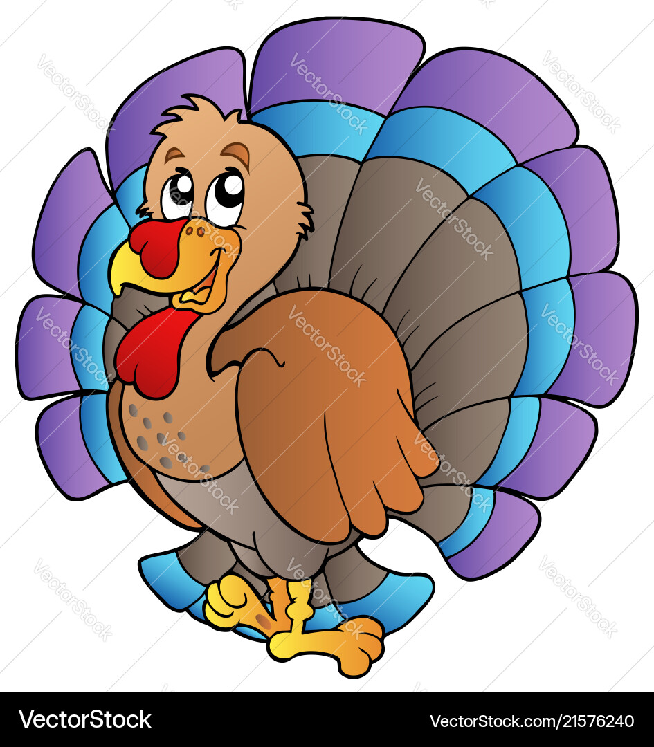 Happy cartoon turkey Royalty Free Vector Image