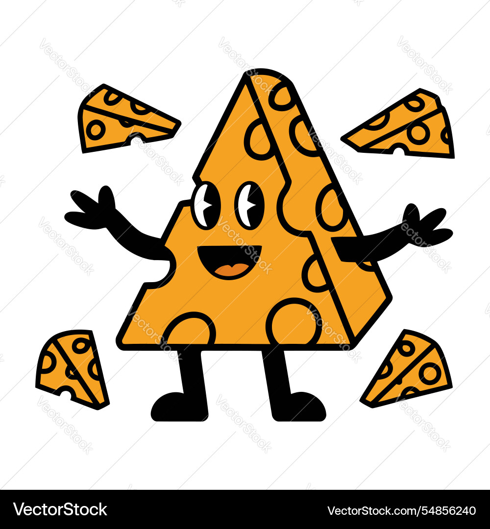 Happy cheese slice character Royalty Free Vector Image