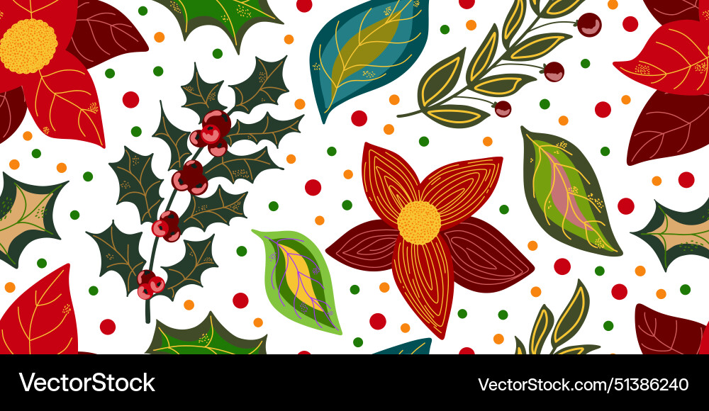 Plant organic pattern flat style hand drawn Vector Image