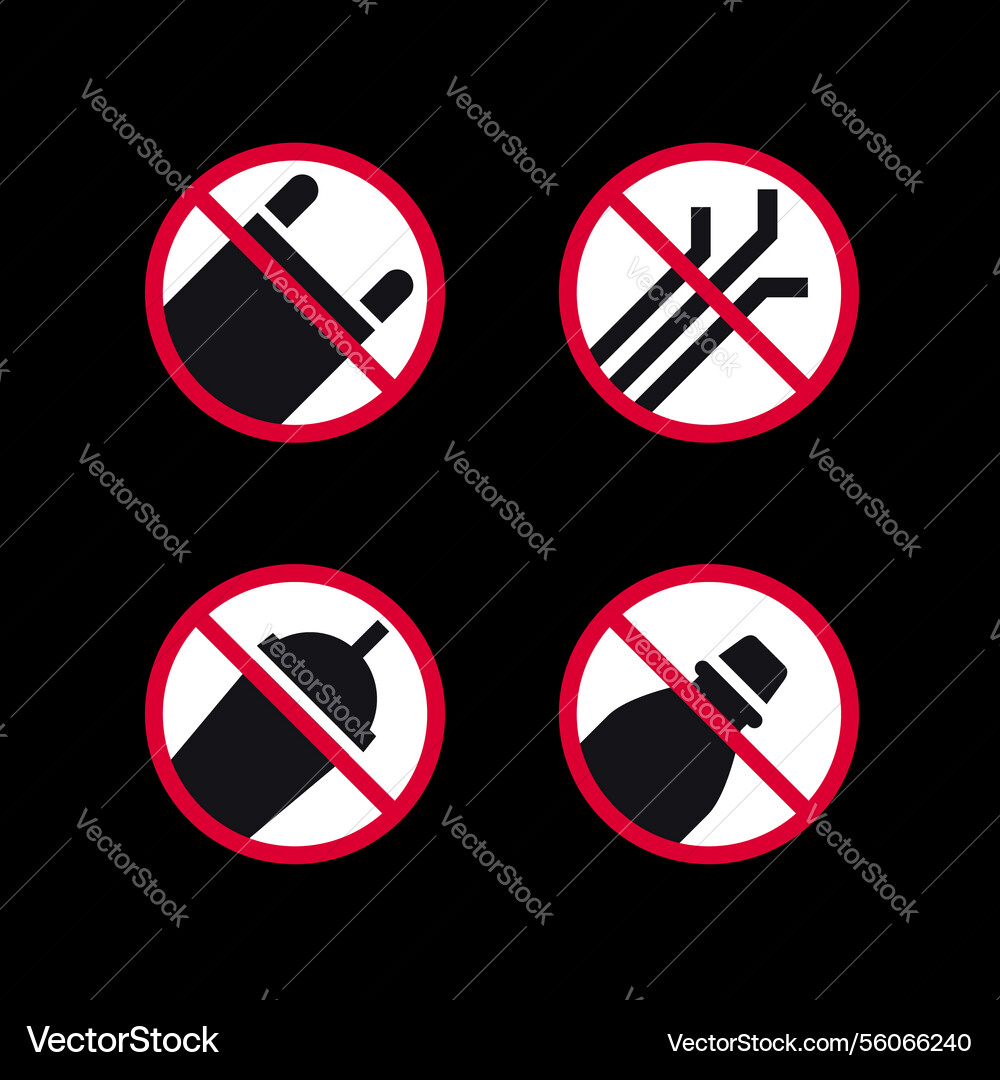 Prohibited signs forbidden round stickers set Vector Image