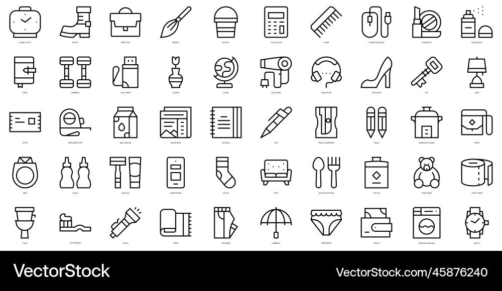Set of thin line everyday stuff icons Royalty Free Vector