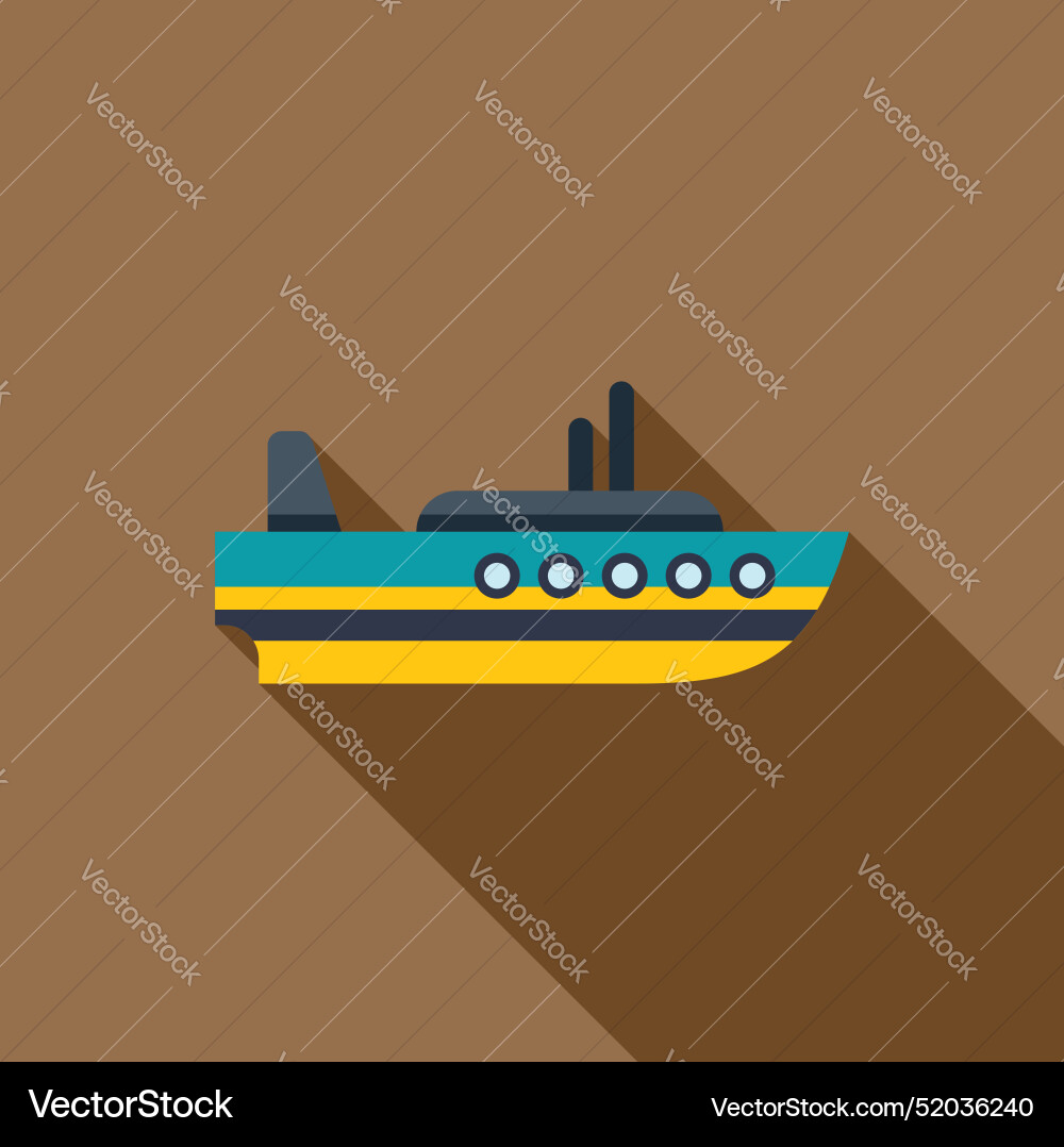 Ship floating on water with long shadow minimalist