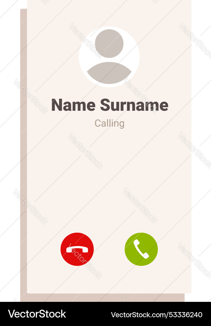 Smartphone showing incoming call screen Royalty Free Vector