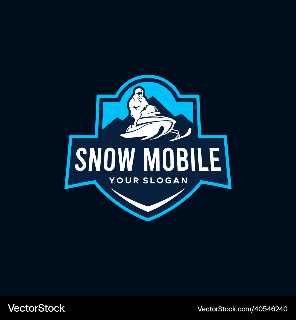 Vintage Snowmobile Badge - Mountain Ski Logo Vector Image