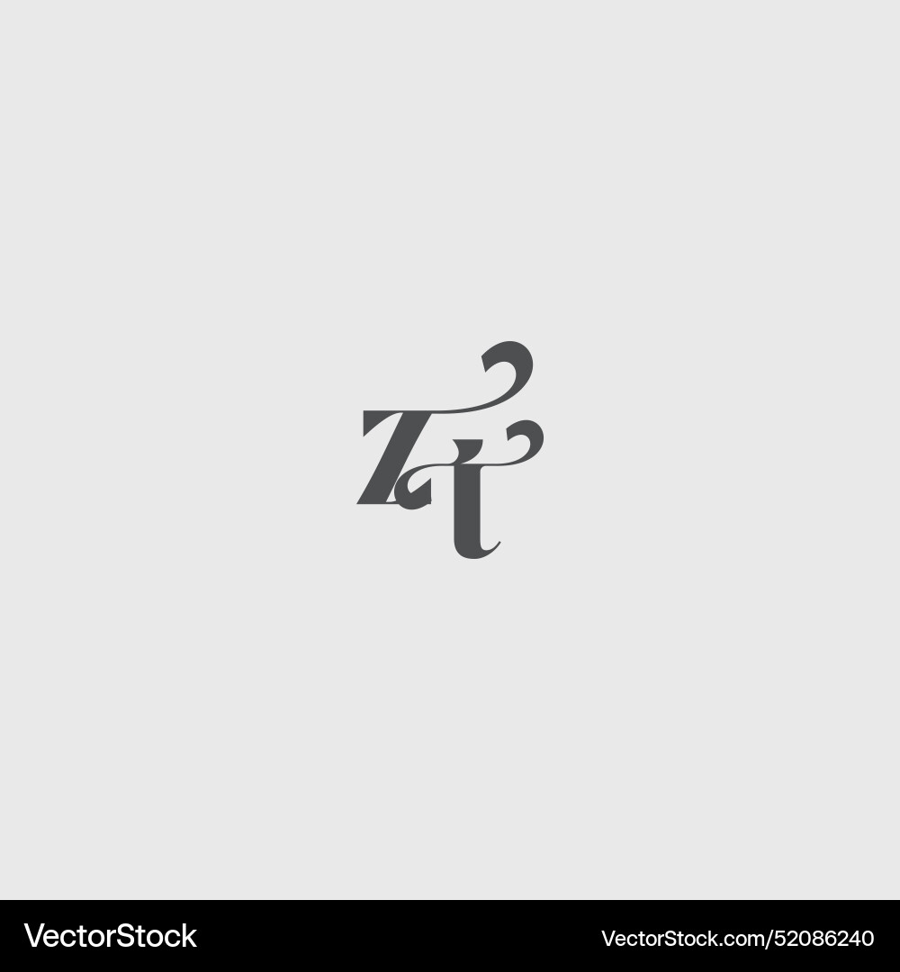 Zt letter simple and minimalism classy black Vector Image