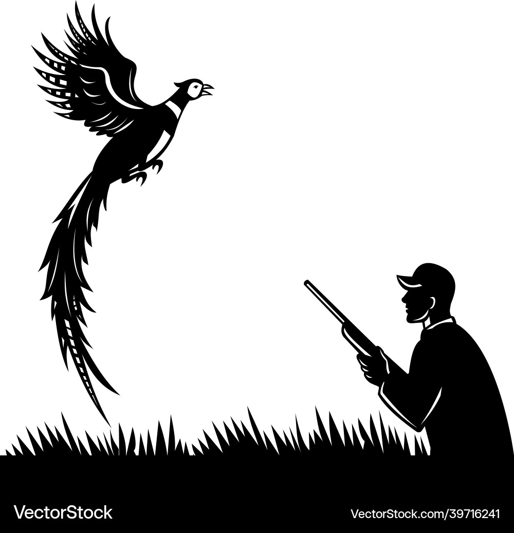 Bird Hunter with Rifle Royalty Free Vector Image
