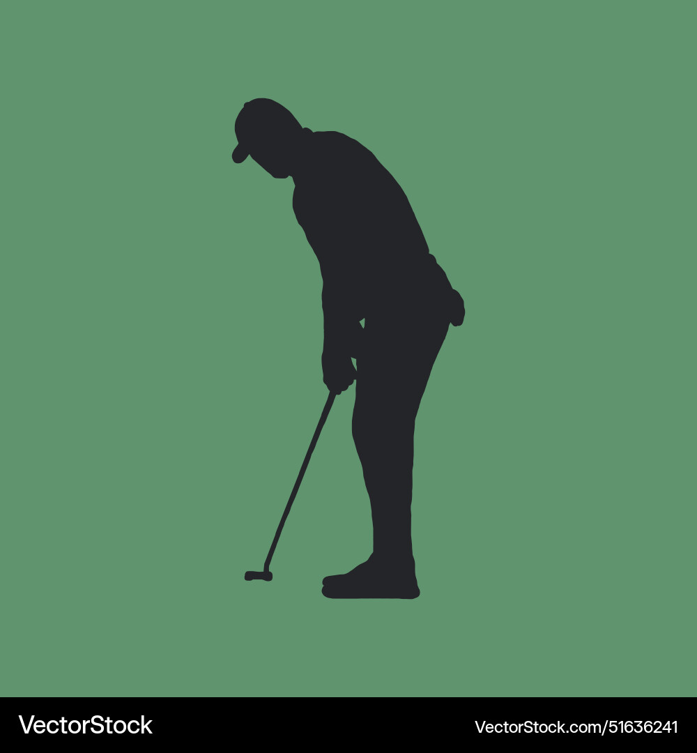 Flat design golfer silhouette Royalty Free Vector Image