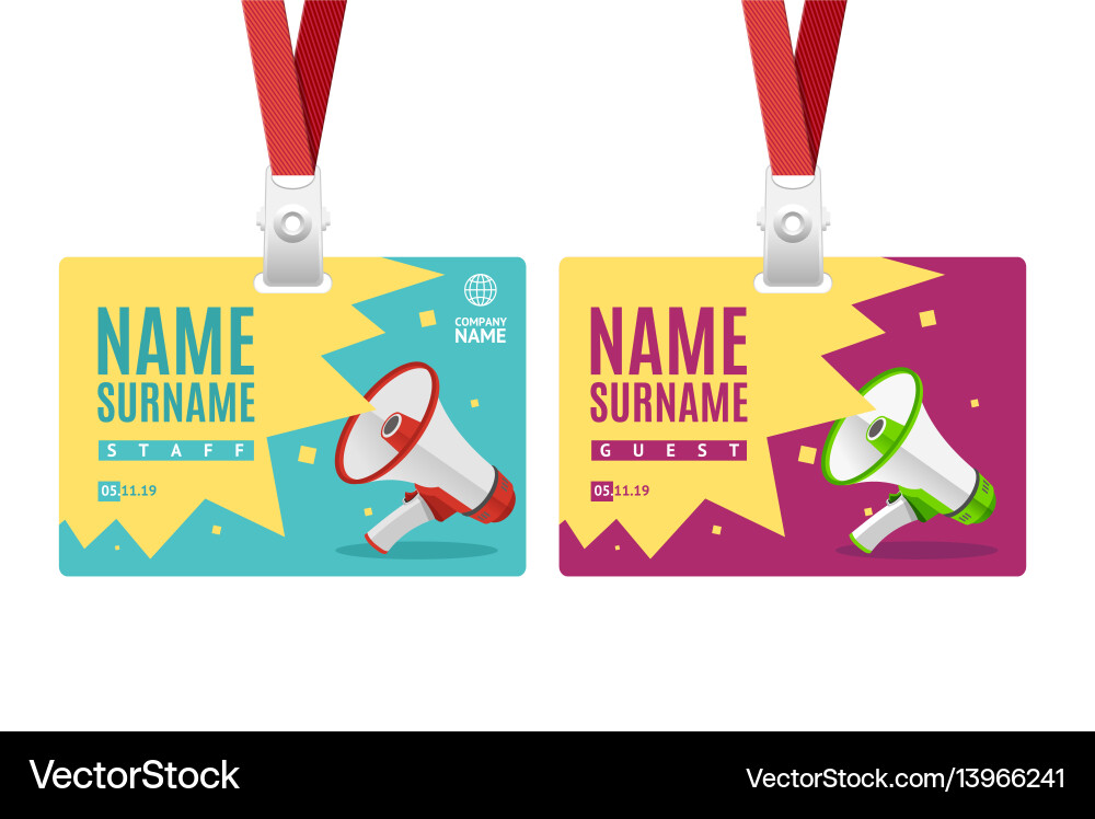 Id card template plastic badge Royalty Free Vector Image