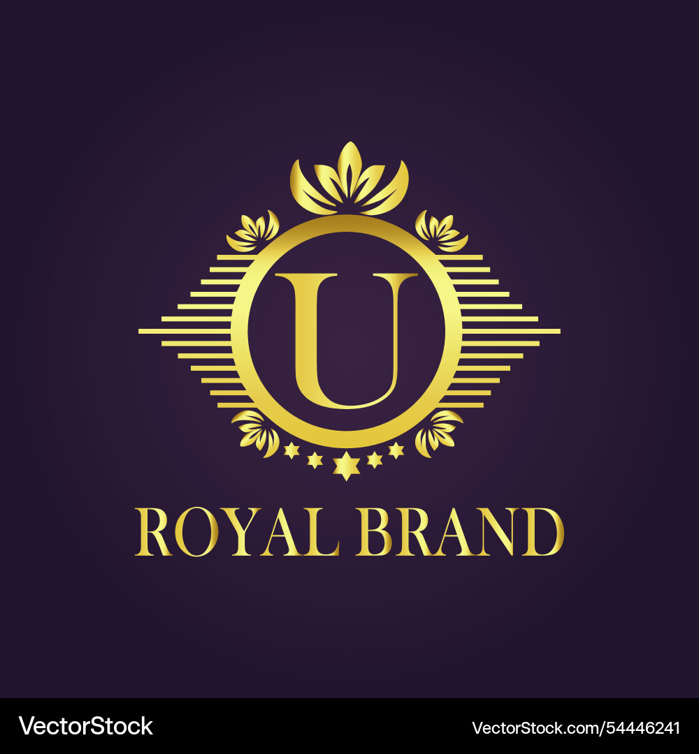 Letter u luxury gold logo concept Royalty Free Vector Image