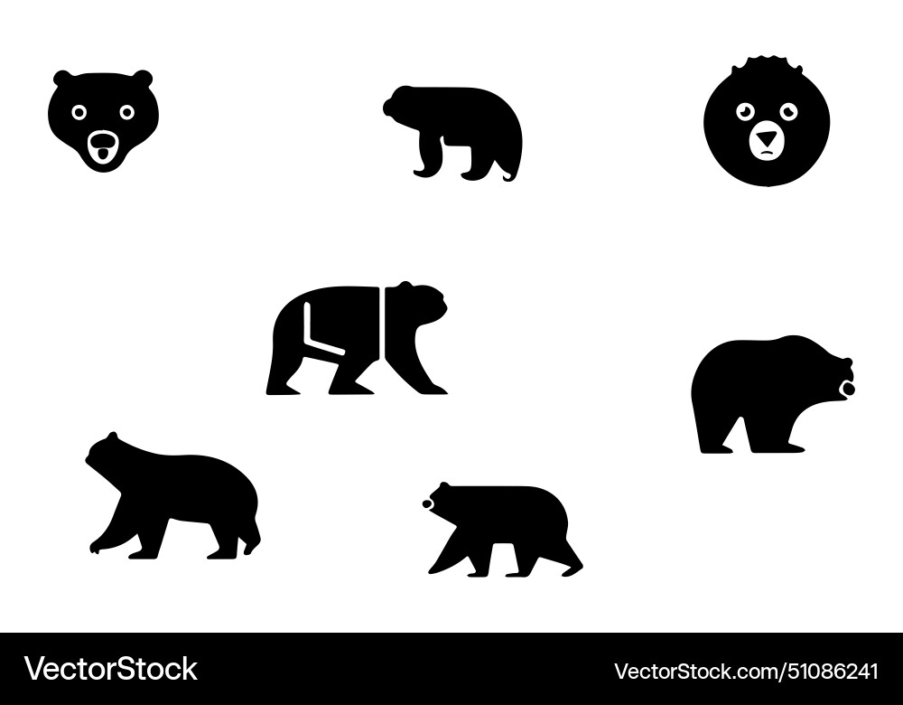 Minimal style black bear icon design Royalty Free Vector