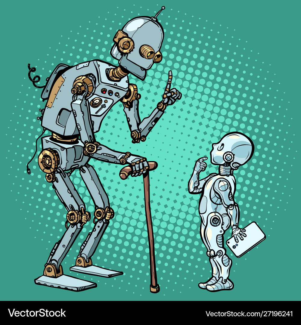 Old and new robot Royalty Free Vector Image - VectorStock