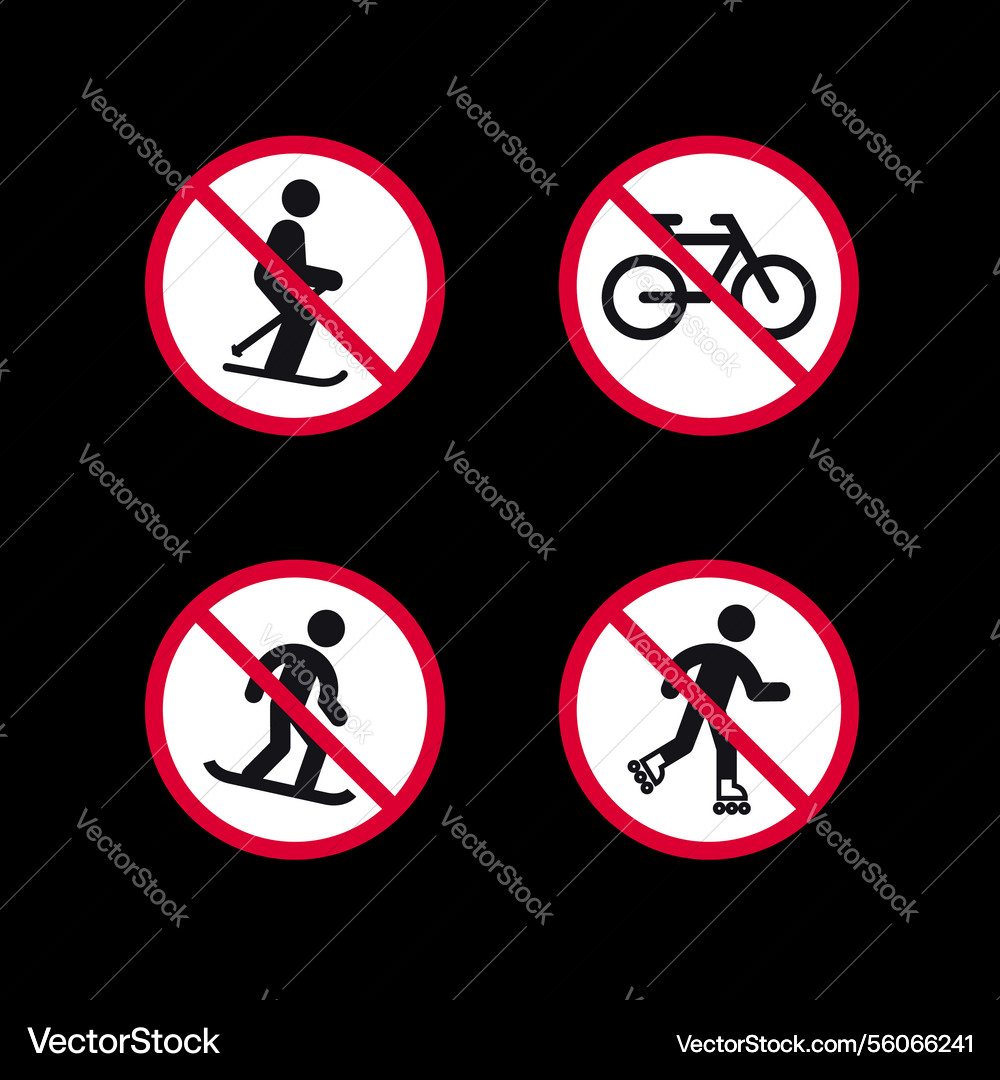 Prohibited signs forbidden round stickers set Vector Image
