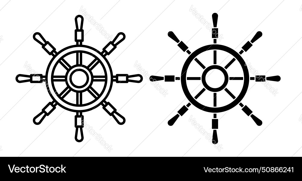 Ship wheel icon set captain boat steering helm Vector Image