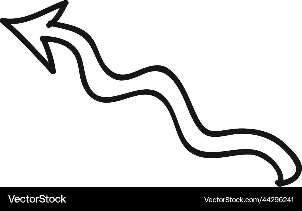 Wavy arrow doodle black symbol curved lines Vector Image