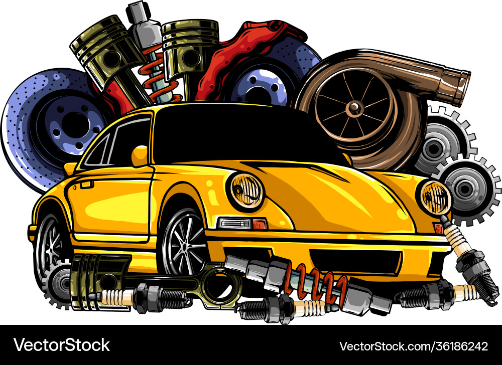 Car system spare parts realistic Royalty Free Vector Image