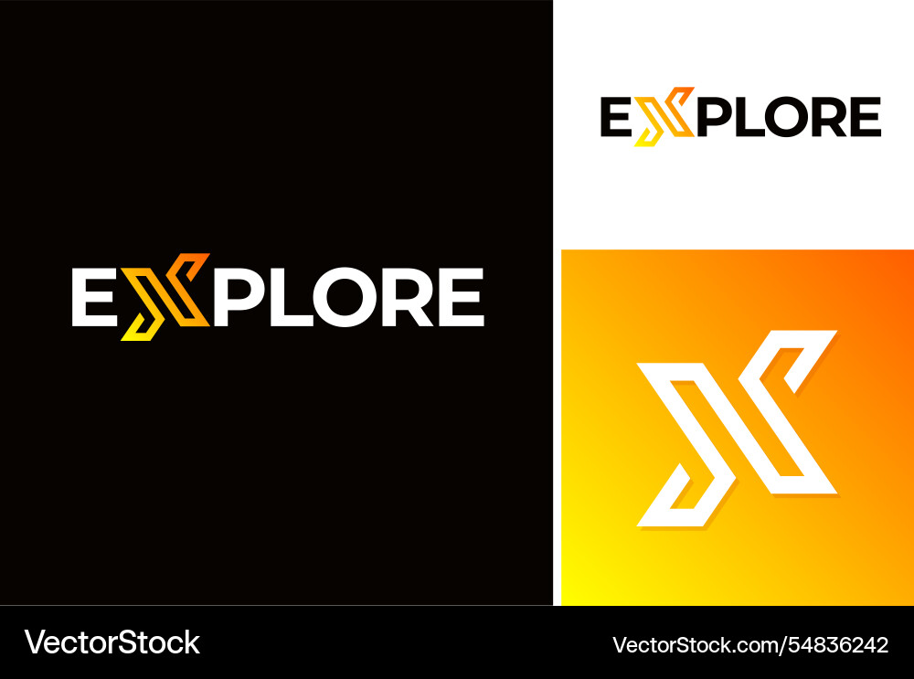 Cross letter x explore extreme word mark logo Vector Image