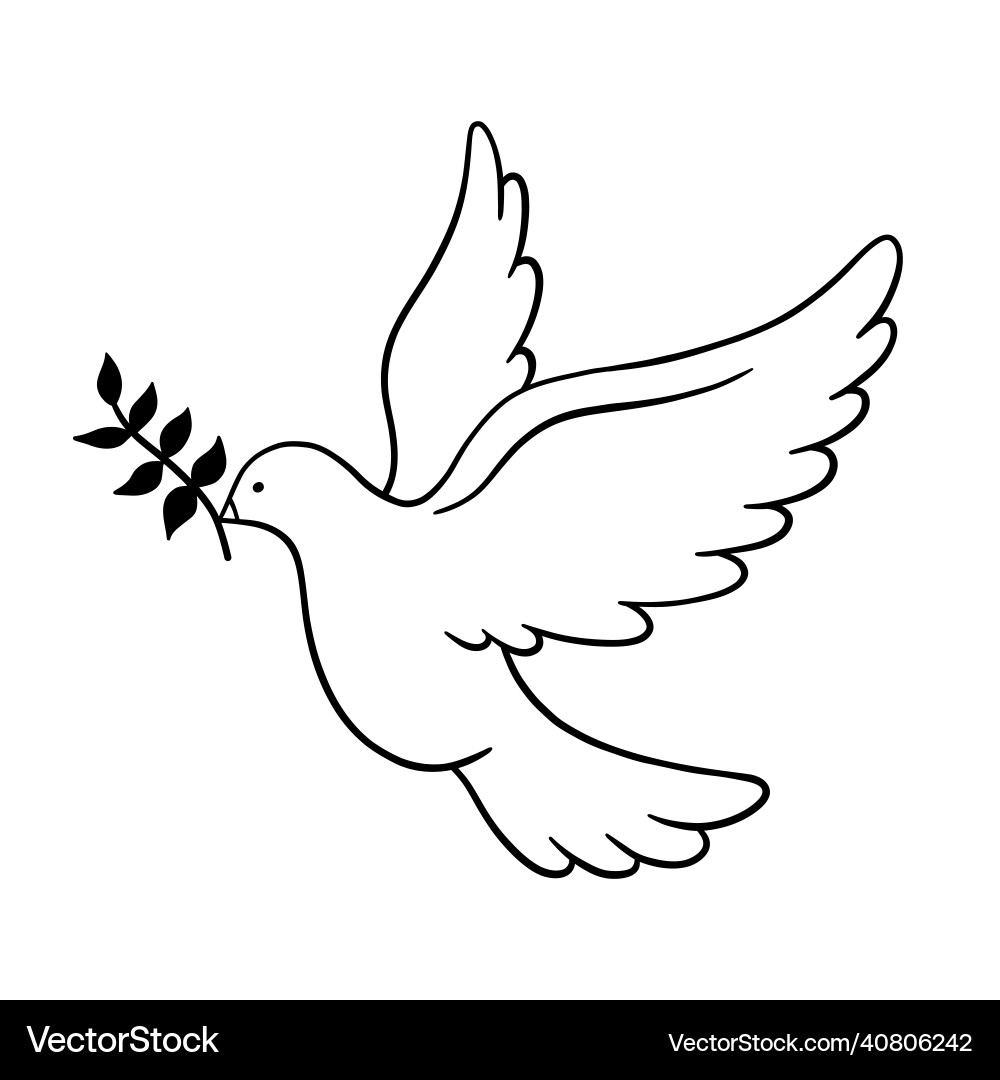 Dove with Olive Branch - Peace Symbol Royalty Free Vector