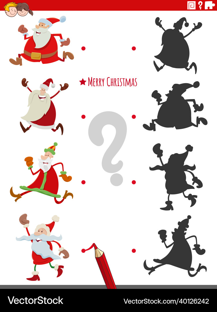 Educational shadow task with cartoon santa claus Vector Image