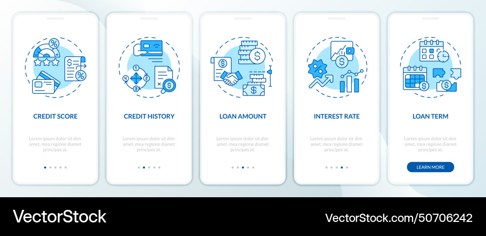 Essential lending elements blue onboarding mobile Vector Image
