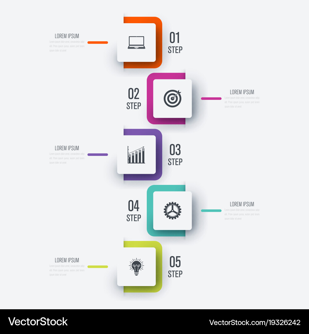 Five Square Infographic Template Royalty Free Vector Image