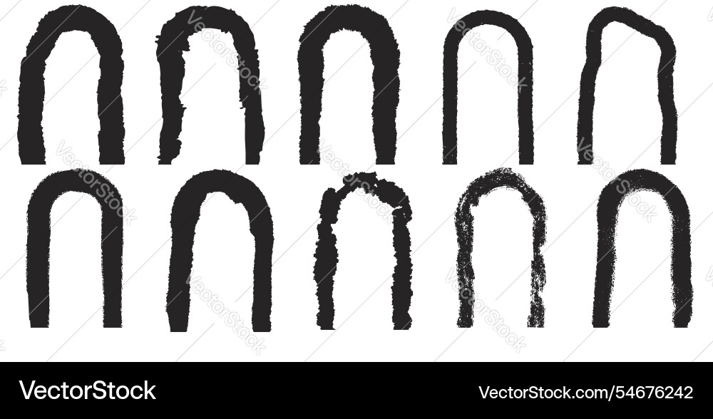 Grunge arch frames set door shapes modern black Vector Image
