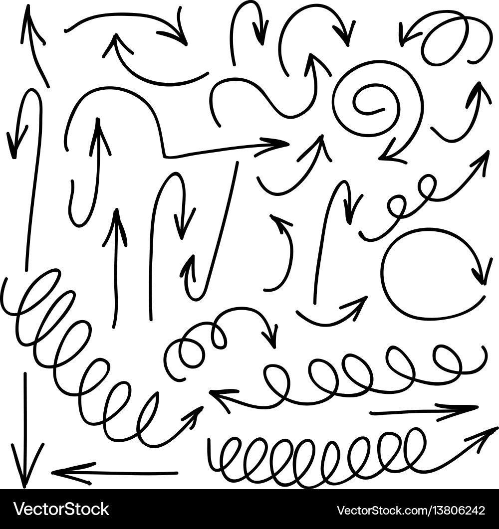 Hand written marker pen arrows Royalty Free Vector Image