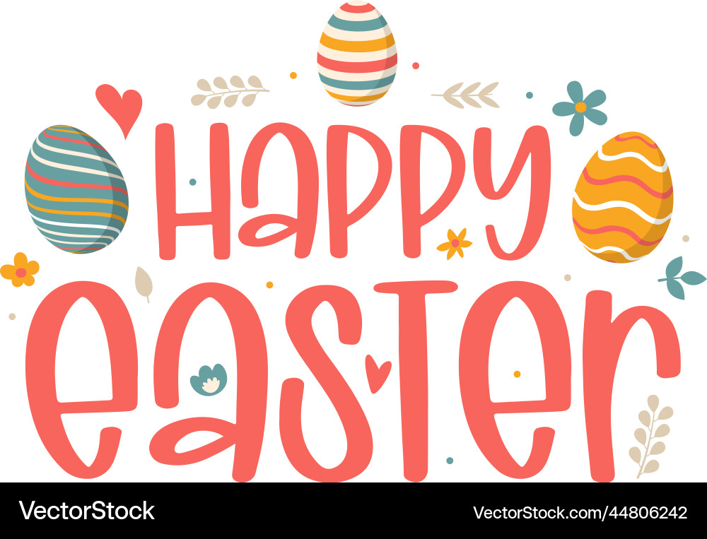 Happy easter colorful lettering Royalty Free Vector Image