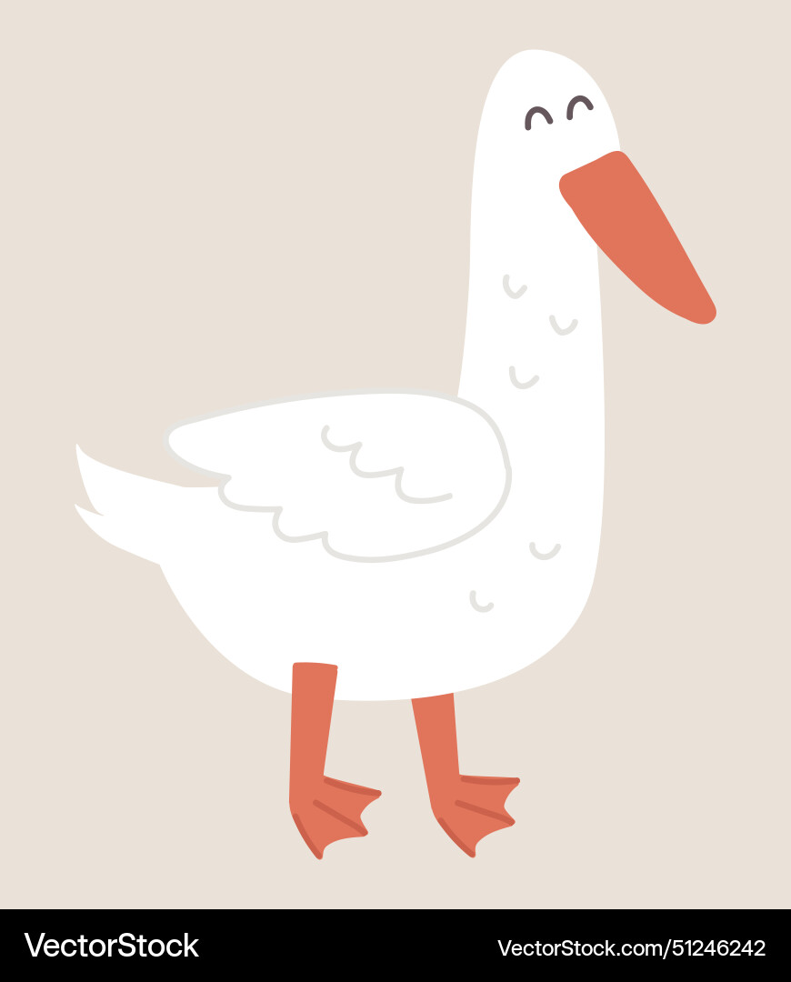 Happy white goose in flat design poultry ranch Vector Image