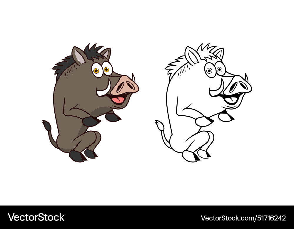 Hog cartoon character design Royalty Free Vector Image