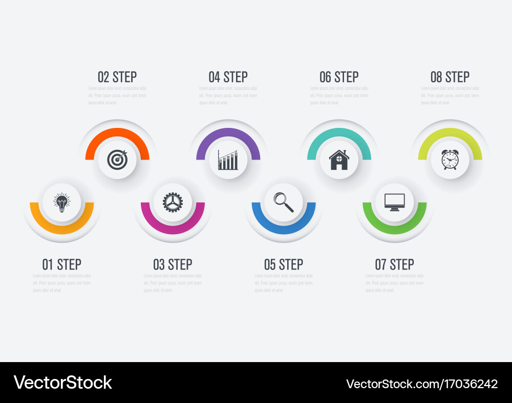 Infographics template 8 options with circle Vector Image