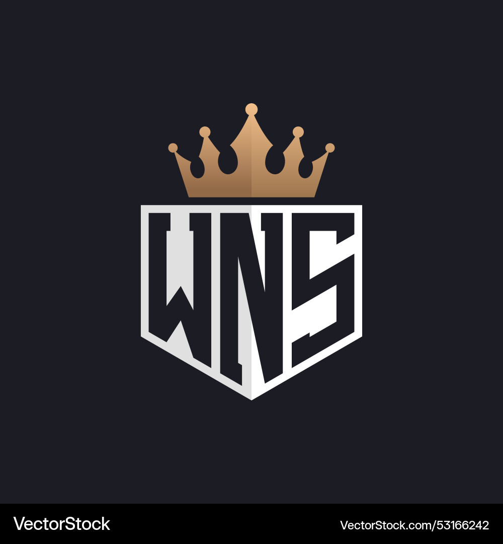 Luxury wns logo with crown elegant initials wns Vector Image