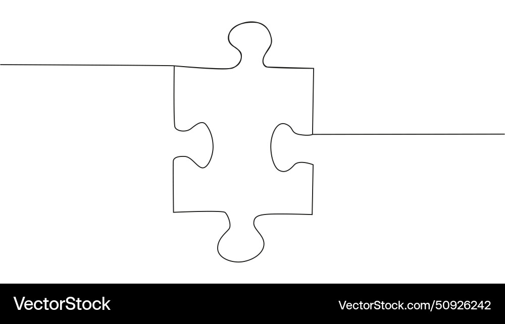 One line connecting puzzle pieces Royalty Free Vector Image