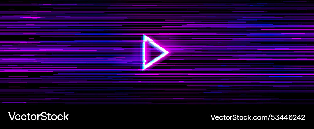 Video game glitch background with play button Vector Image