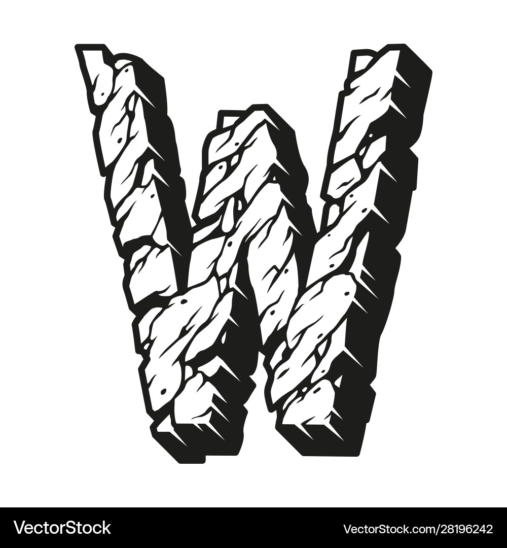 Vintage letter w monochrome template Royalty Free Vector