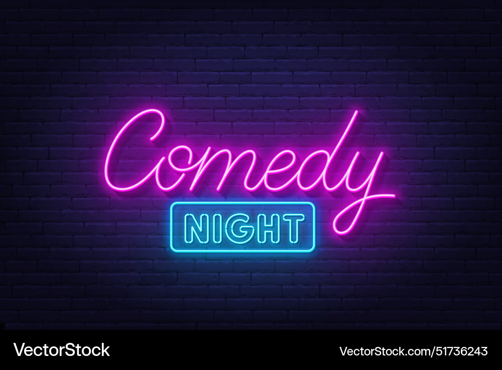 Comedy night sign on brick wall background Vector Image