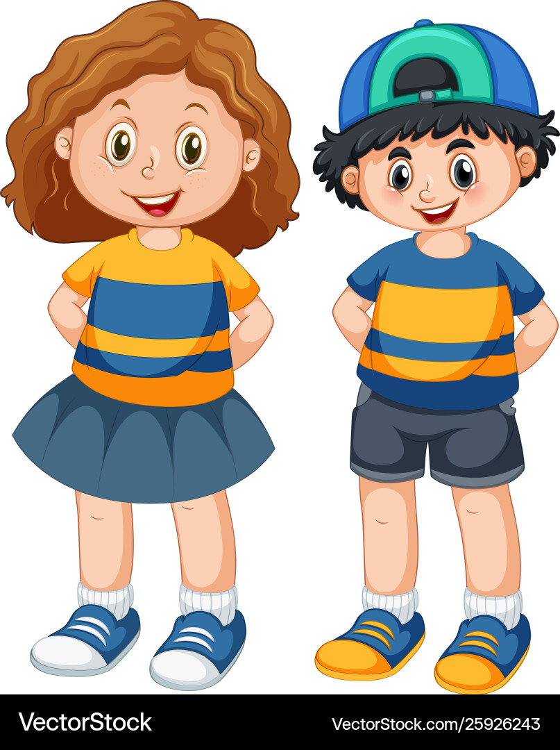 Cute boy and girl character Royalty Free Vector Image