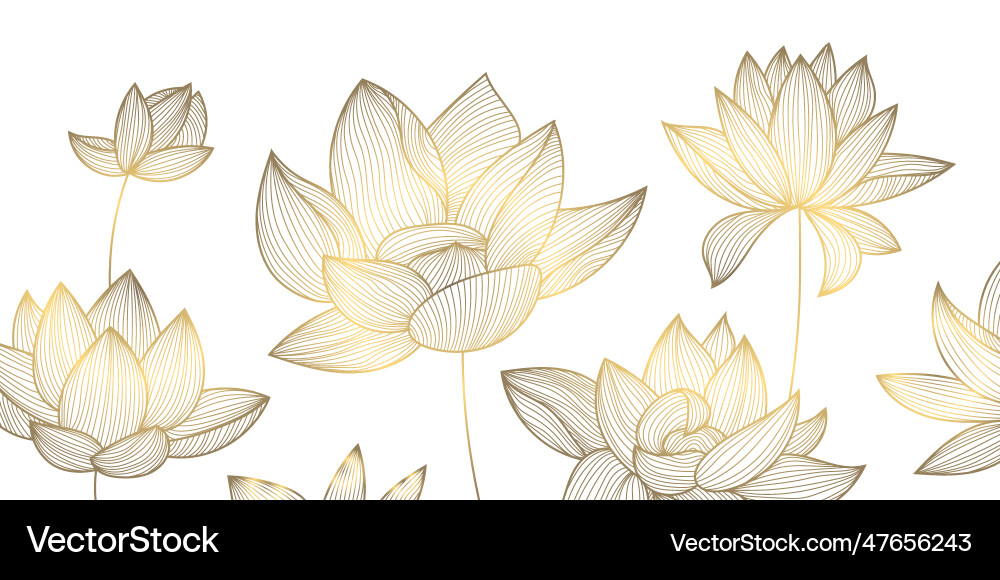 Golden Lotus Pattern Royalty Free Vector Image