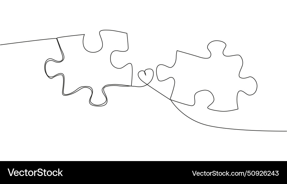 One line connecting puzzle pieces Royalty Free Vector Image