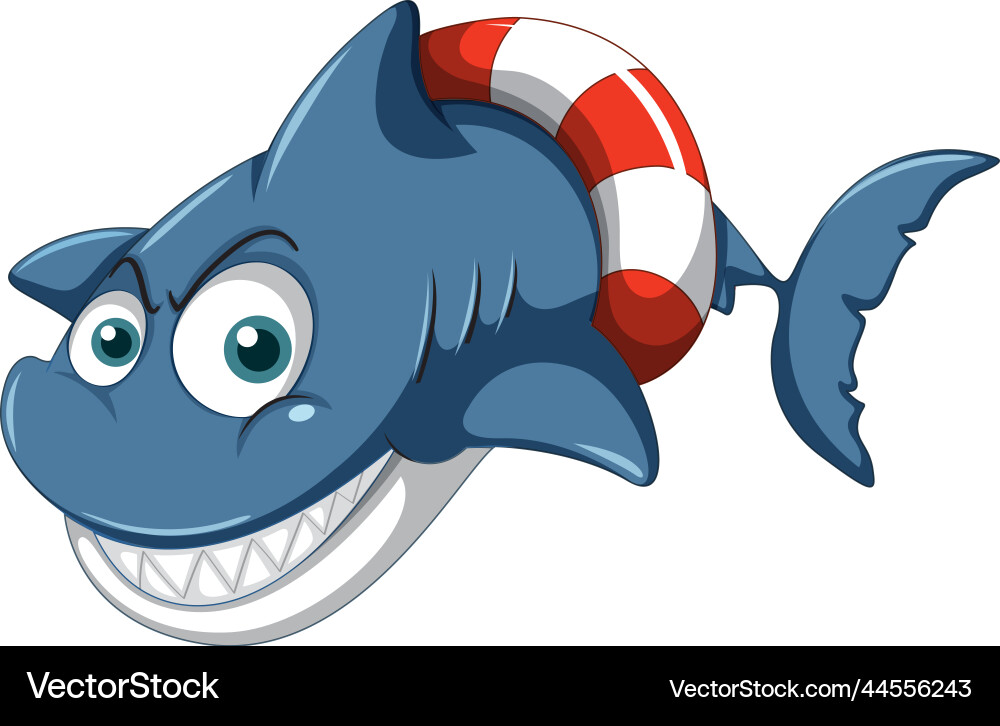 Smiling shark cartoon character Royalty Free Vector Image