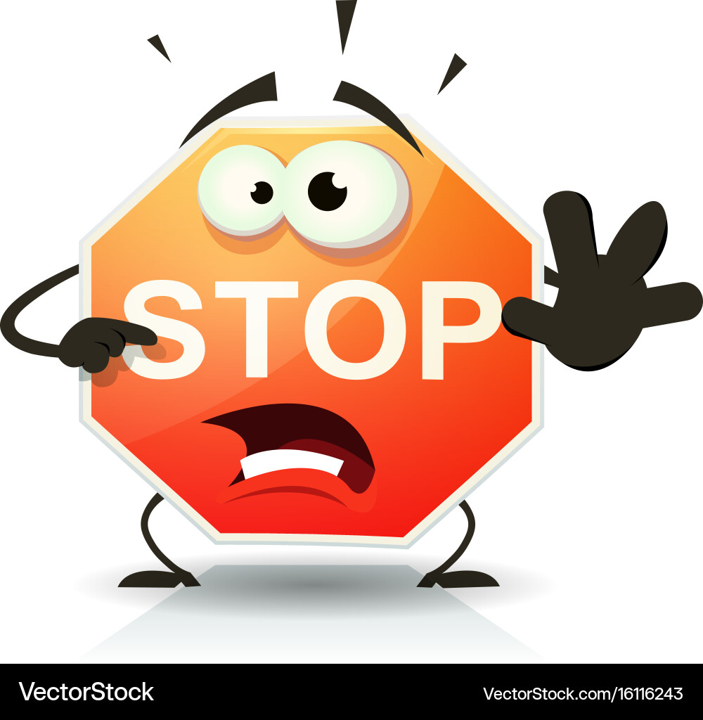 Stop road sign icon character Royalty Free Vector Image